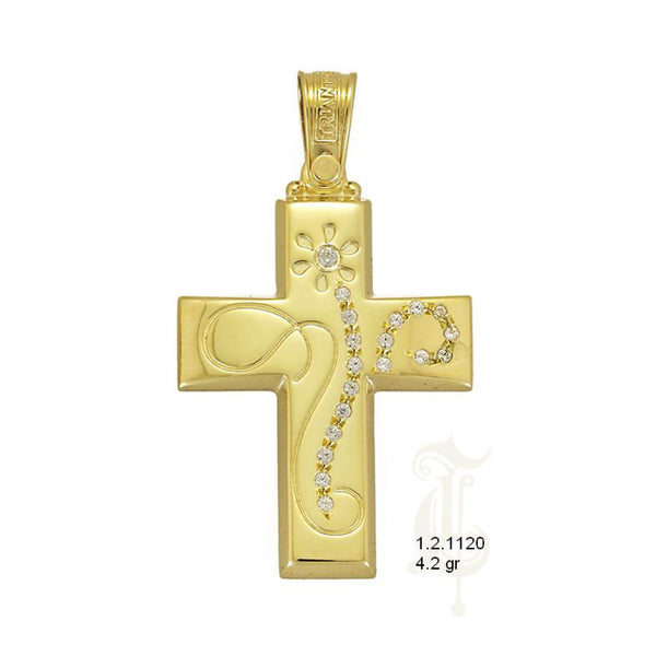 Modern Floral Cross with stones – B. SERKOS